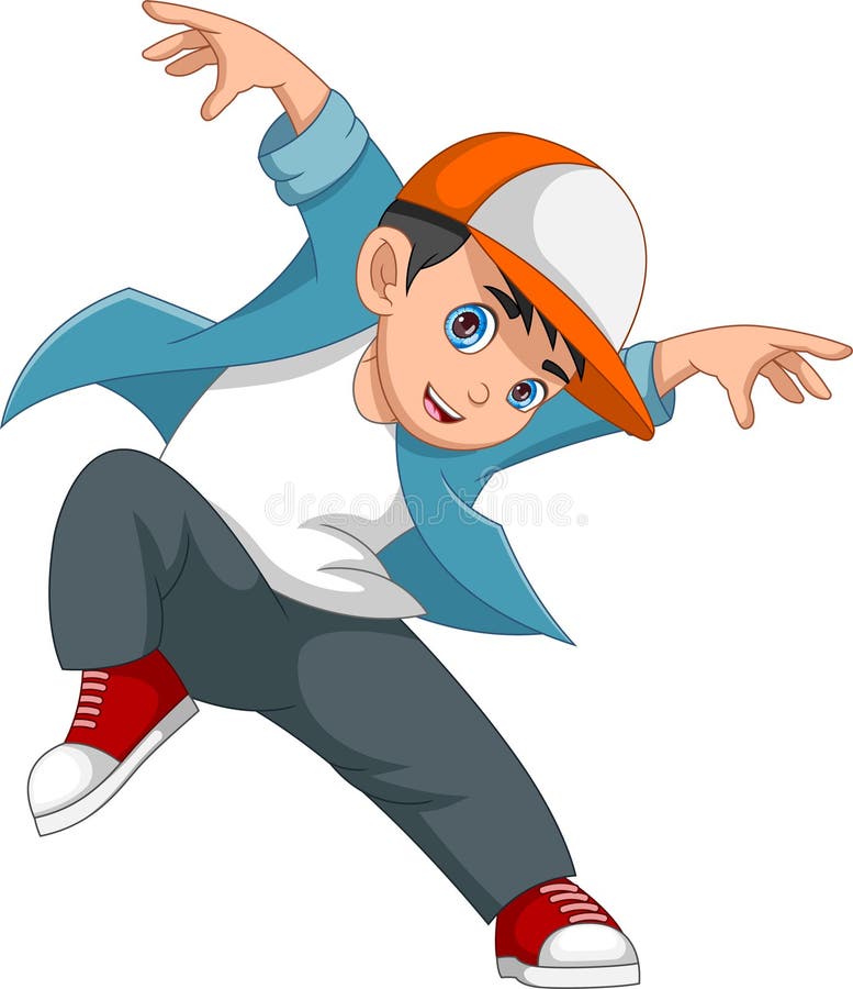 Boy dancing breakdance stock illustration. Illustration of girl - 395351059