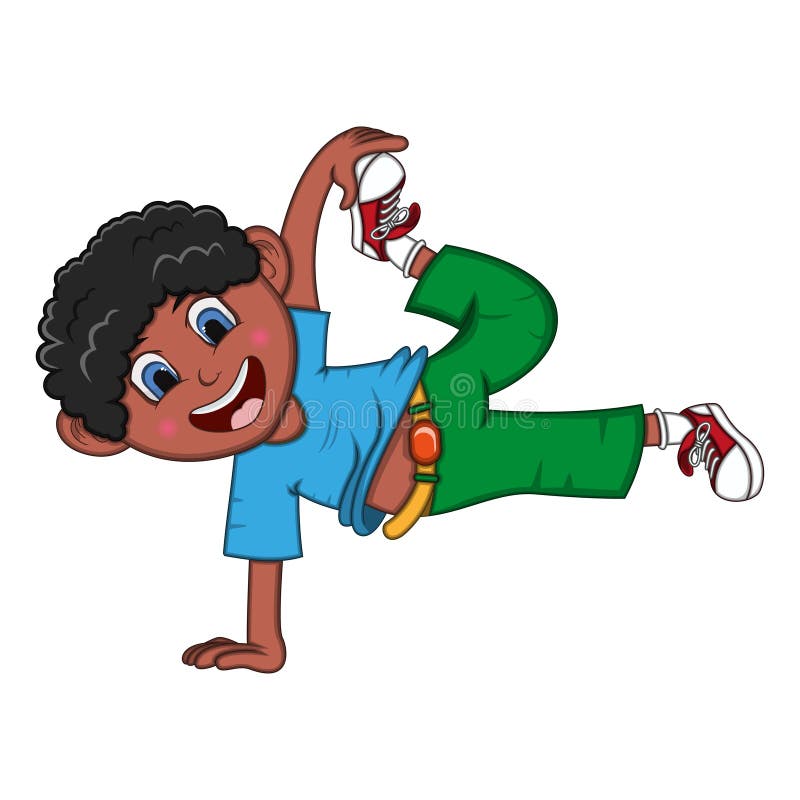 Boy Dancing Cartoon with Hand Stand Pose Stock Vector - Illustration of ...