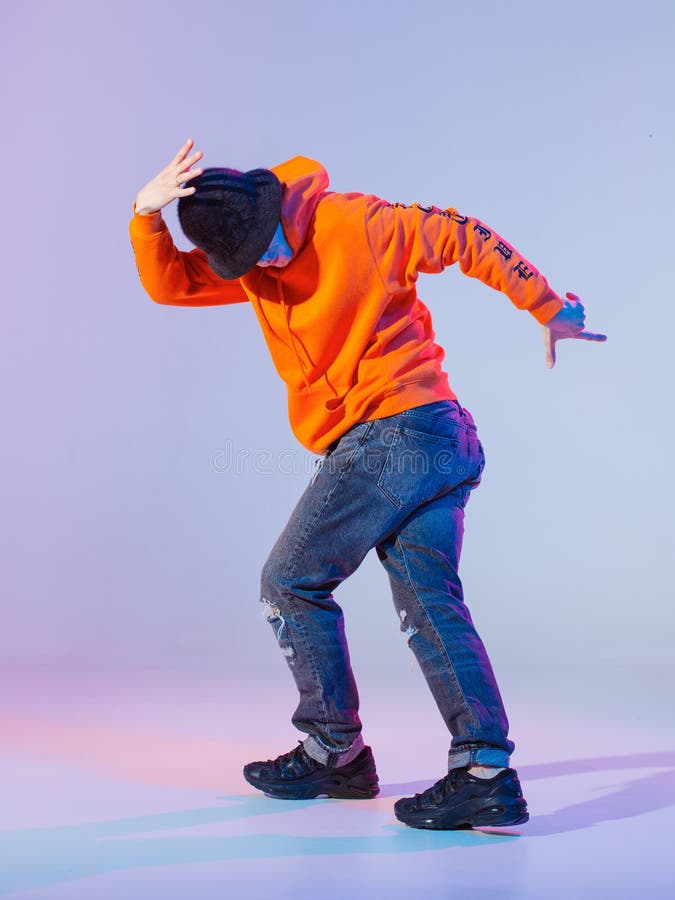 Boy Dancing Contemporary Dance in Studio. Breakdancing. Stock Photo ...