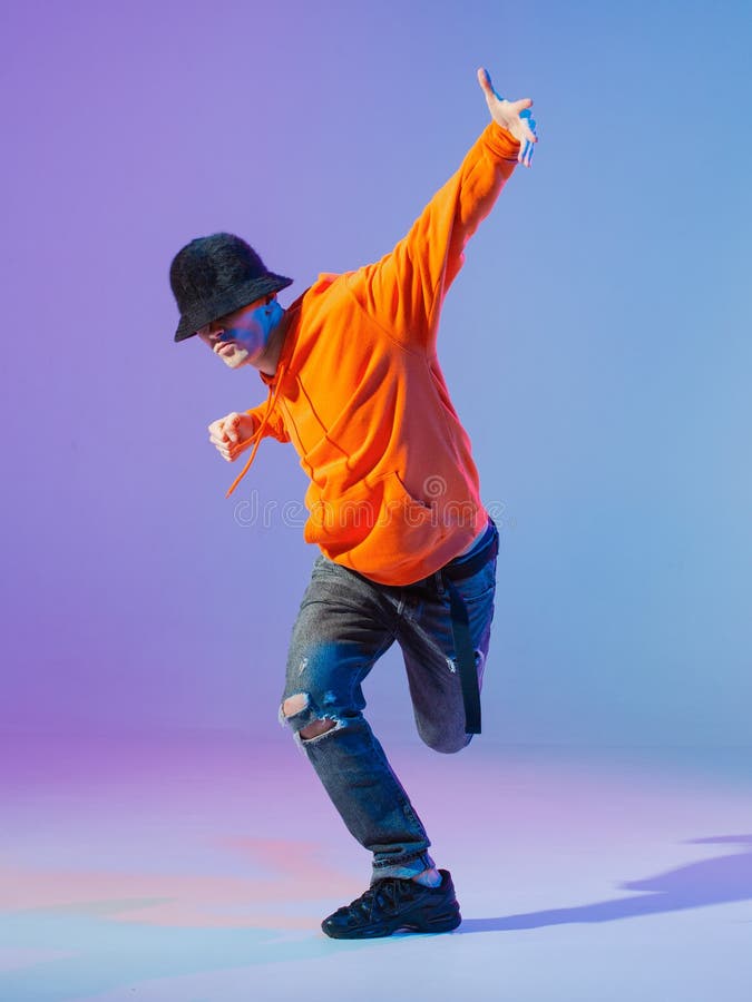 Boy Dancing Contemporary Dance in Studio. Breakdancing. Stock Photo ...