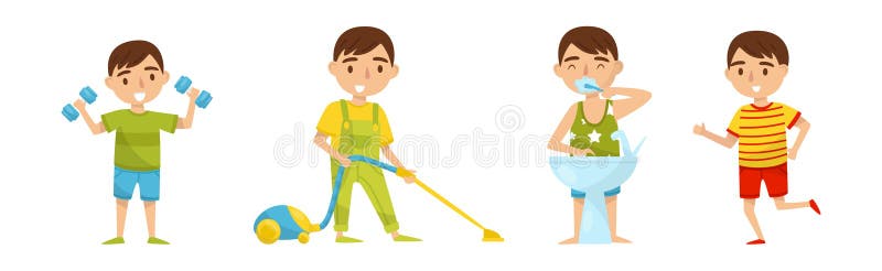Boy Day Routine Activity and daily Schedule Vector Set Stock Vector ...