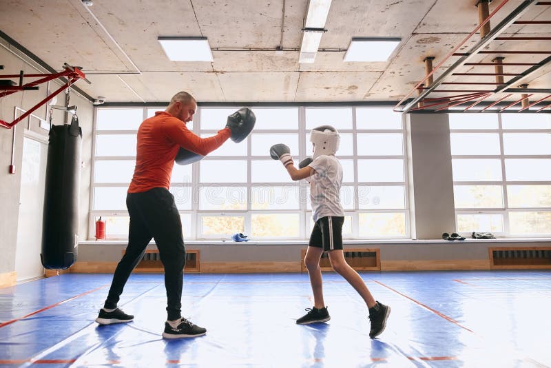Boy Developing Striking Skills, Strength Training Stock Photo - Image ...