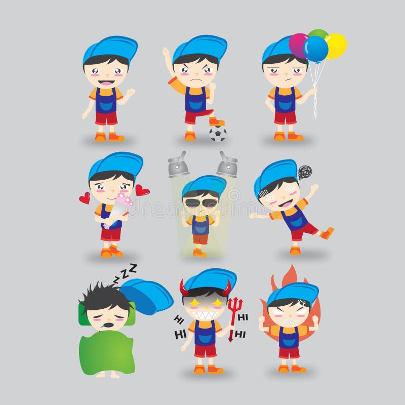 Different Actions Cartoon Boy Stock Illustrations – 346 Different ...