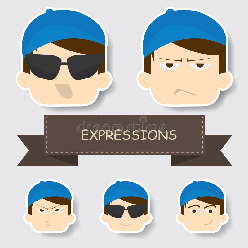 Boy with Different Expression. Vector Illustration Decorative ...