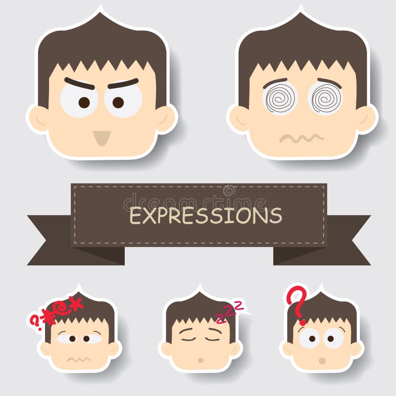 Boy with Different Expression. Vector Illustration Decorative Design ...