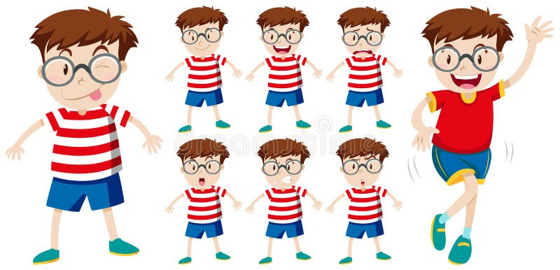 Boy with Different Facial Expressions Stock Vector - Illustration of ...