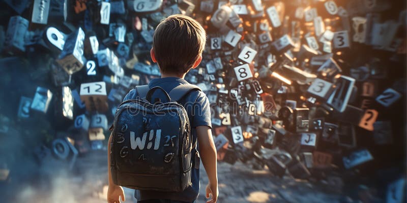 Boy in Digital World Surreal Art Background Wallpaper Stock ...