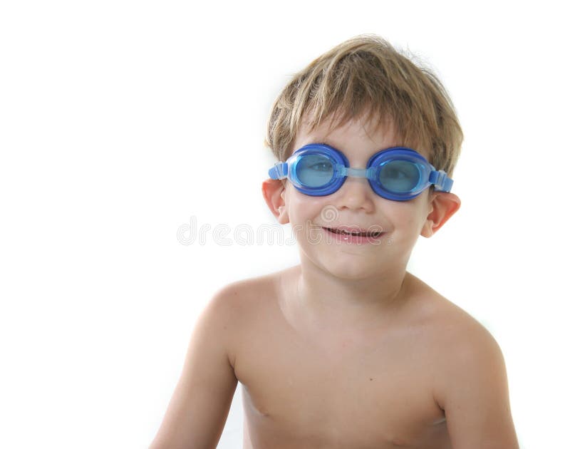 Boy in Diving Goggles Over White Stock Photo - Image of alone, active ...