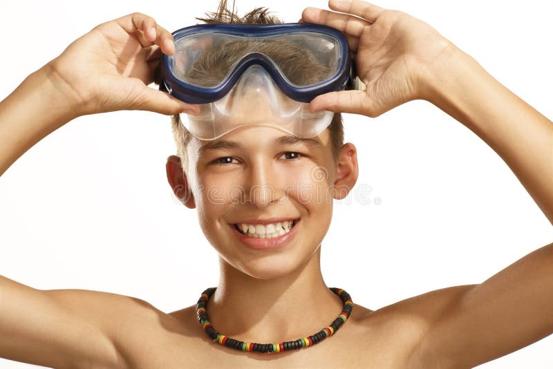 Boy diving mask stock photo. Image of blue, cool, aqua - 25876506