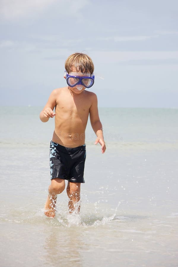 Boy In Diving Mask On Sea Background Stock Photo - Image of hobbies ...
