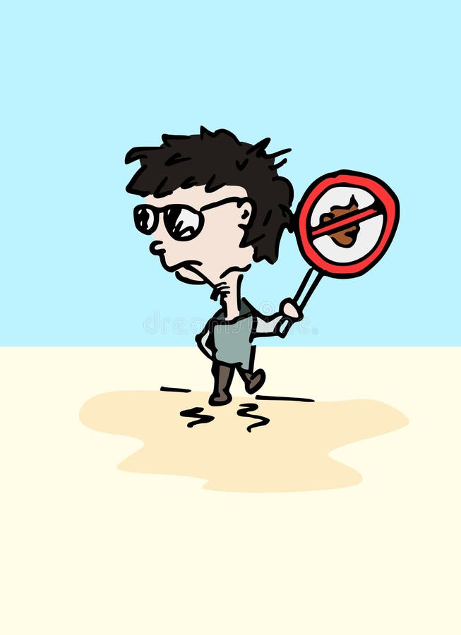 Boy with a Do Not Poop Here Sign Stock Vector - Illustration of ...