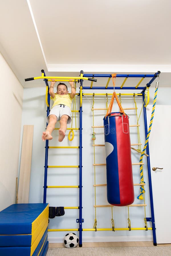 The Boy Does Sports at Home. Home Sports Corner. Stock Image - Image of ...