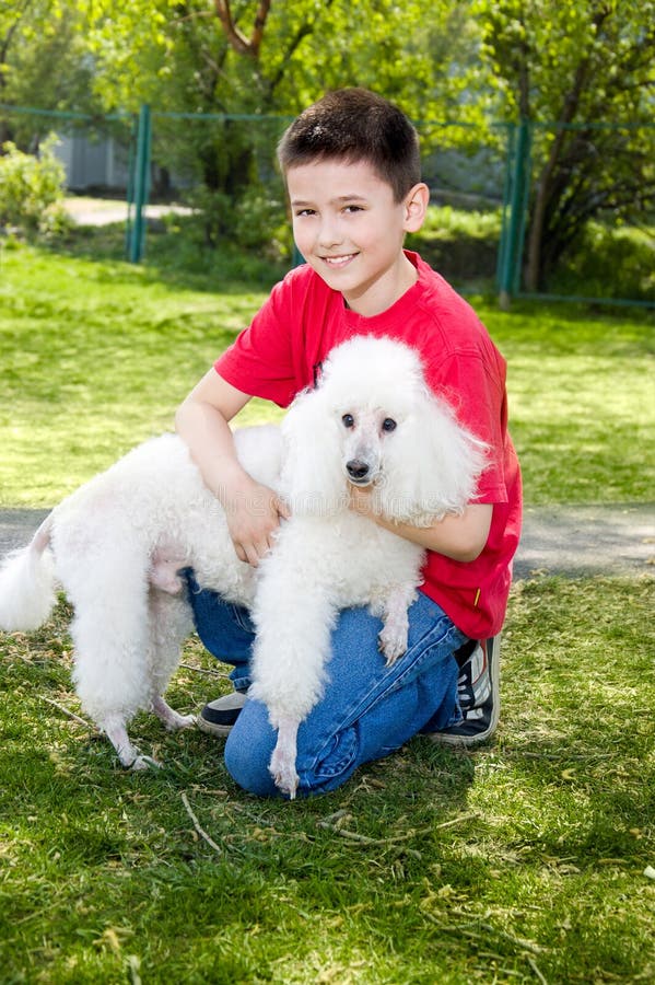 Boy with dog stock photo. Image of outdoor, summer, animal - 19584500