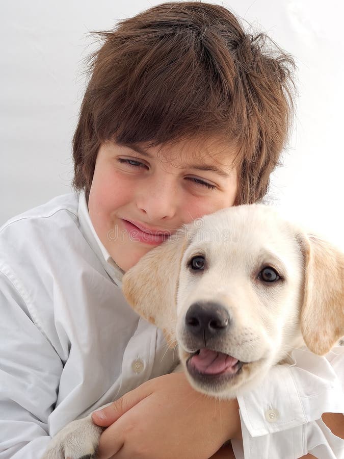 Happy Boy and his dog stock photo. Image of pals, grass - 9673864