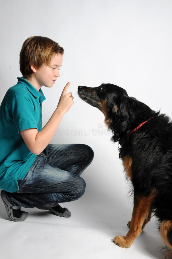 Boy and dog stock photo. Image of friend, animal, dear - 46789280