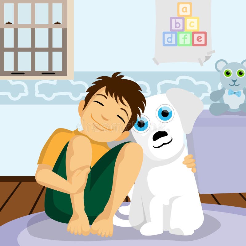Boy and dog illustration stock vector. Illustration of framing - 10647879