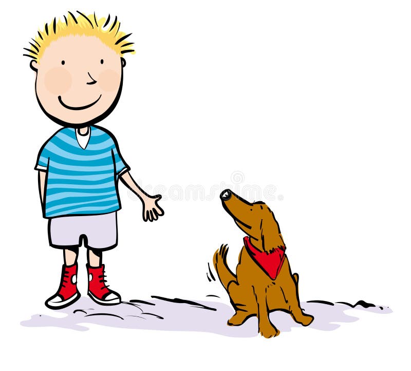 Boy and dog stock vector. Illustration of cartoon, pooch - 43683129