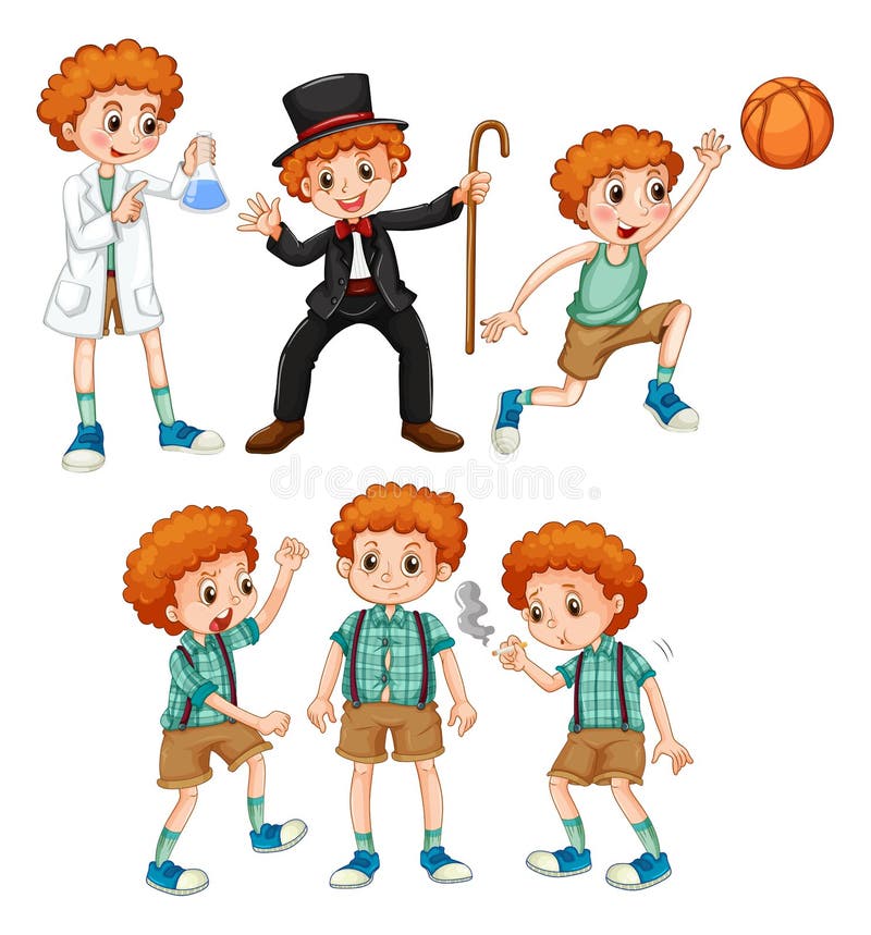 Boy Doing Different Activities Stock Vector - Illustration of cartoon ...