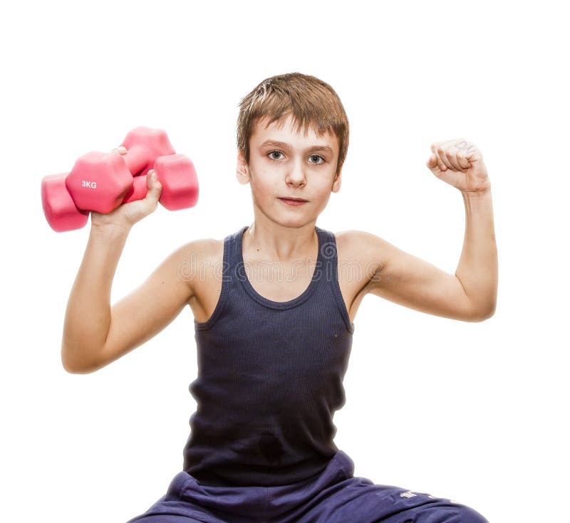 Ambitious, Determined Little Boy Trying To Lift Stock Photo - Image of ...