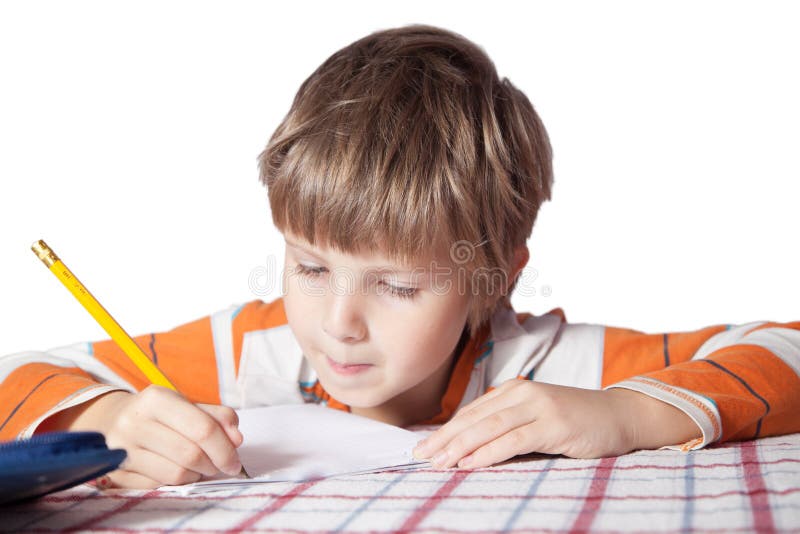The boy doing exercises stock image. Image of primary - 85553815