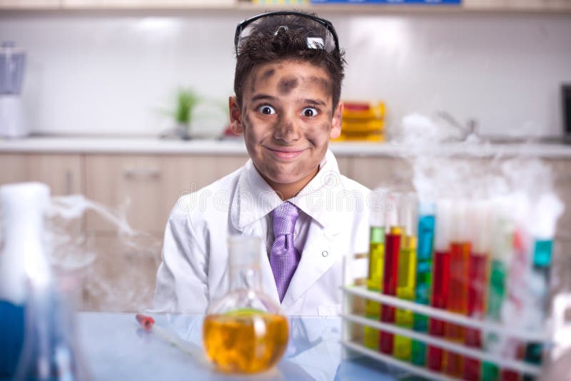 Boy Doing Experiments in the Laboratory Stock Photo - Image of ...