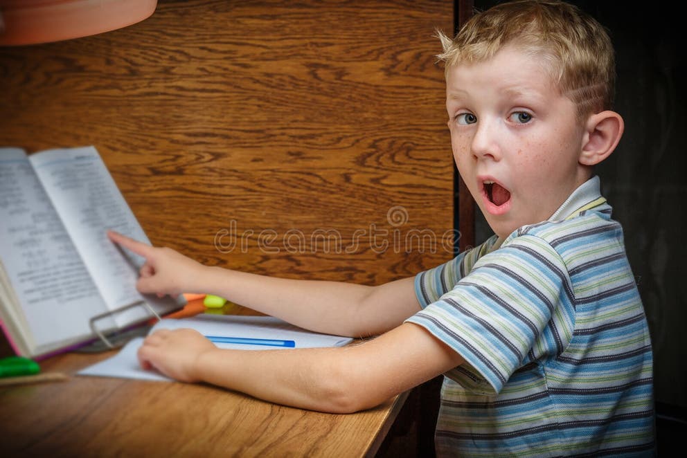 Boy Doing Hard Homework at Home Stock Photo - Image of develop, happy ...