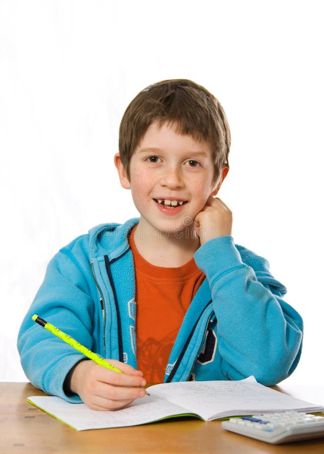 Boy doing school work stock image. Image of primary, grade - 4981171