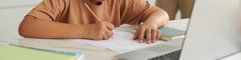 Boy Doing Homework stock image. Image of math, read - 312766285