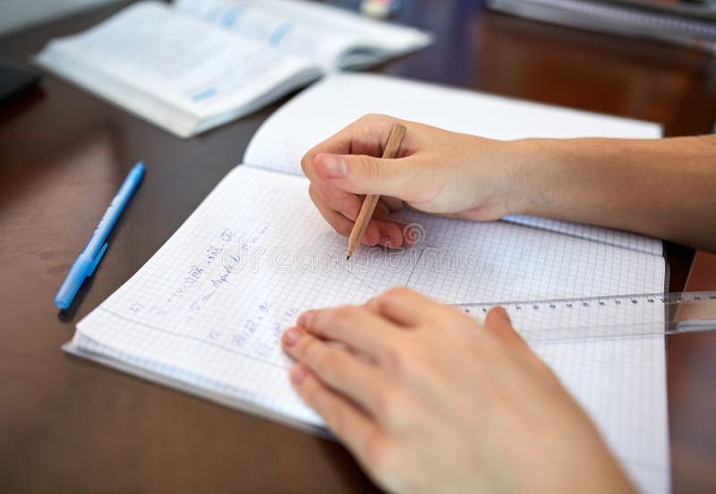 Boy doing homework stock photo. Image of desk, education - 95152600