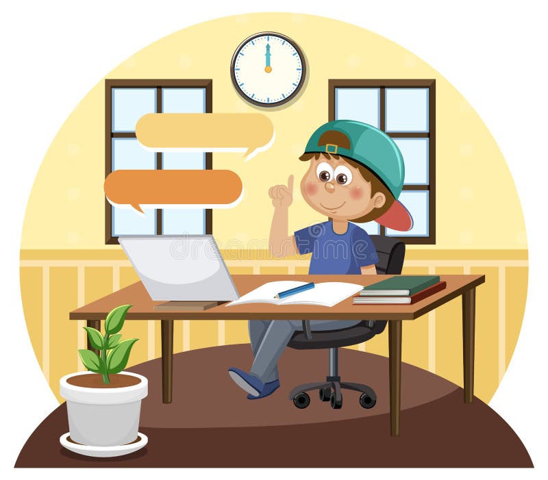 Boy Doing Homework Drawing Stock Illustrations – 166 Boy Doing Homework ...