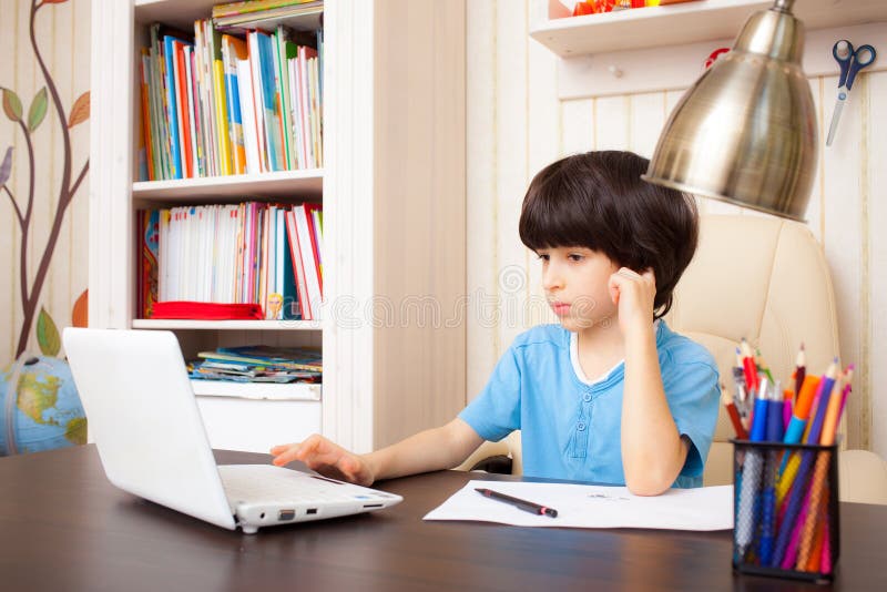 Boy Doing Homework, Portrait Stock Photo - Image of caucasian, russian ...