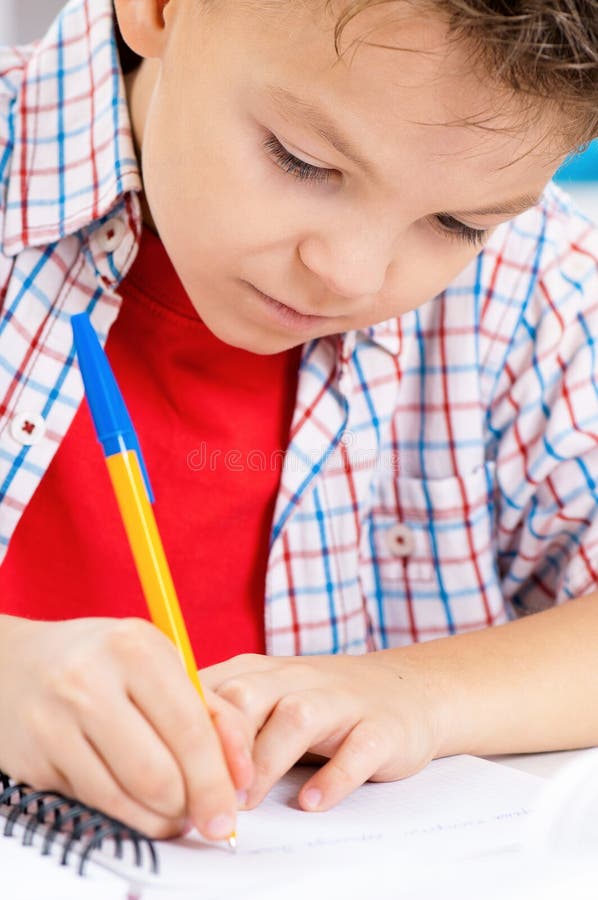 School Child Doing Homework Stock Image - Image of education, school ...