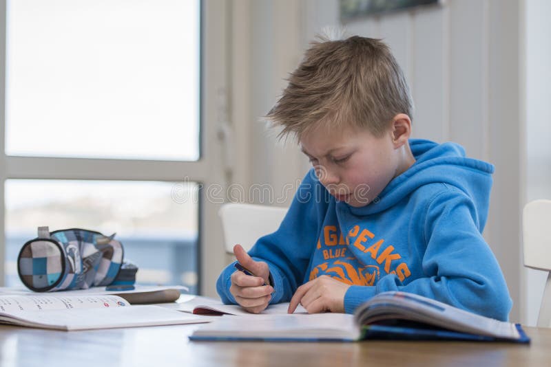 Boy doing homework stock image. Image of student, caucasian - 39366985