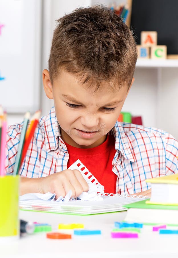 Boy doing homework stock image. Image of rage, homework - 75238101