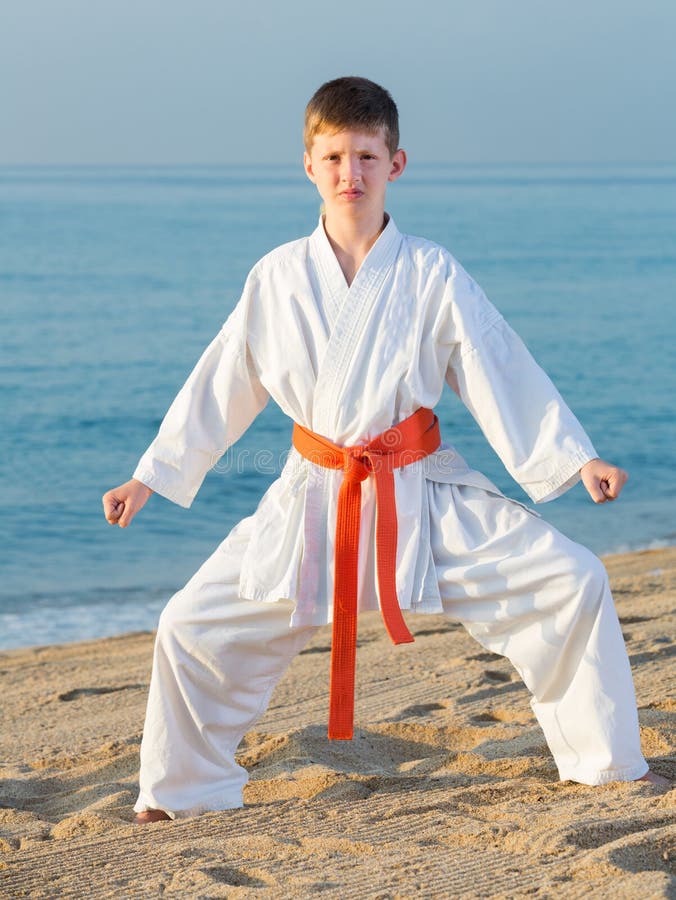 Boy Doing Karate at Ocean Quay Stock Photo - Image of nature, aikido ...
