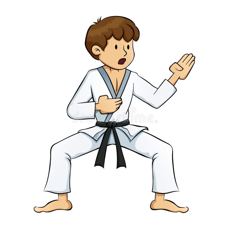 Boy Doing Karate Practise stock vector. Illustration of learn - 56970321
