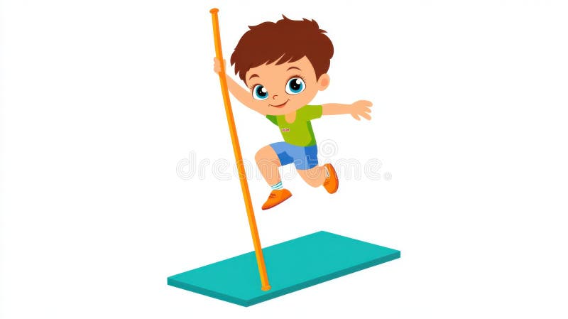 Boy doing pole vault stock illustration. Illustration of jumping ...