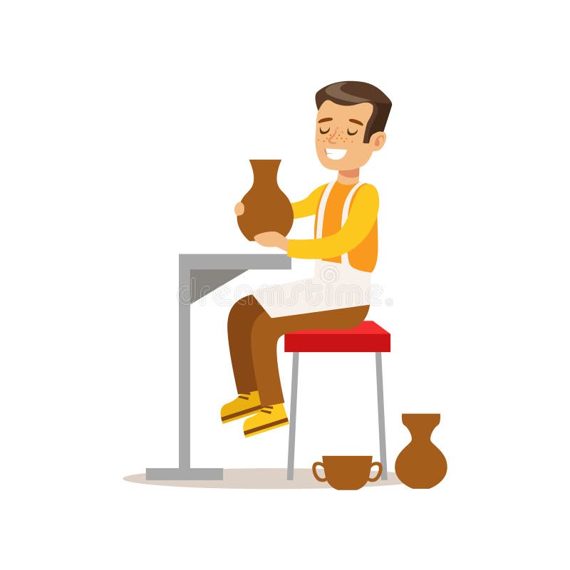 Boy Doing Pottery, Creative Child Practicing Arts in Art Class, Kids ...