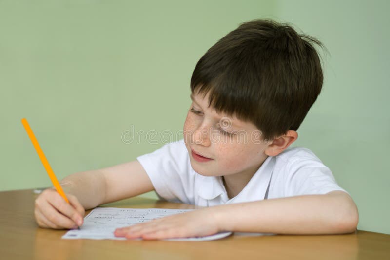 Boy doing school work stock image. Image of primary, grade - 4981171