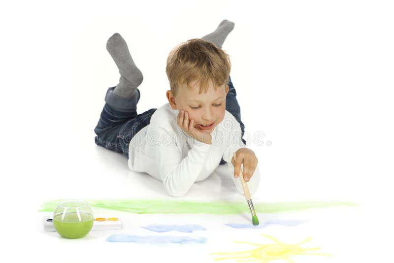 Boy draw in home stock image. Image of babies, lifestyles - 56267461