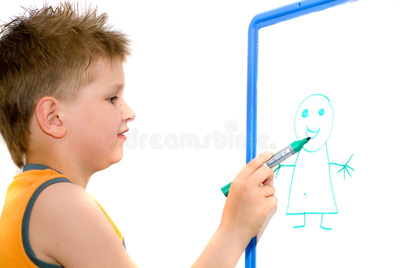 Boy drawing stock image. Image of play, cute, sweet, children - 2564555