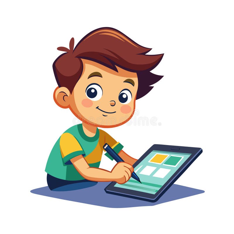 Child Drawing Tablet Stock Illustrations – 1,016 Child Drawing Tablet ...