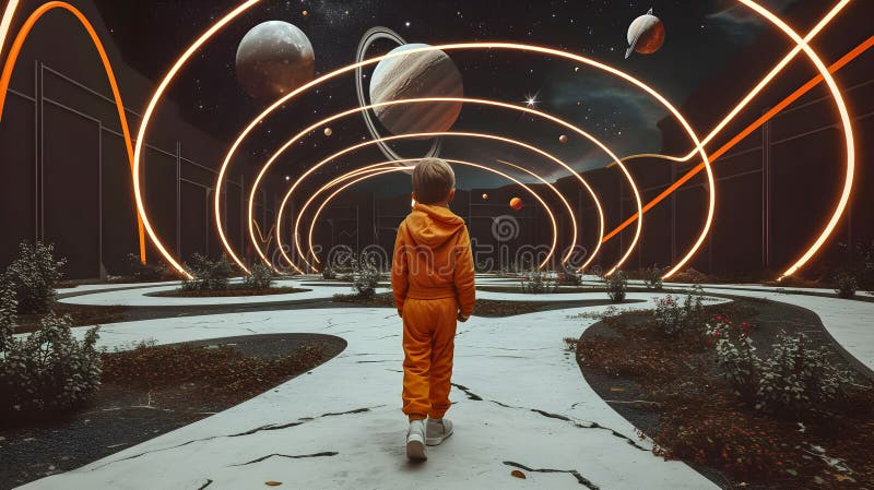 The Boy Dreams that he is an Astronaut and Walks through the Park at ...
