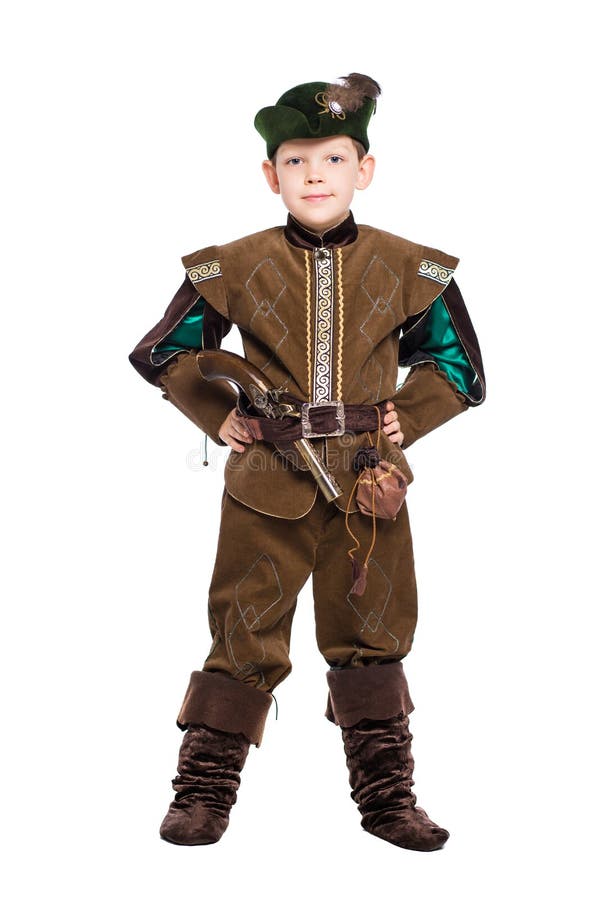 Boy dressed as hunter stock photo. Image of boots, clothing - 131907728