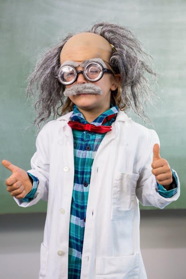 Boy Dressed As Scientist Gesturing Thumbs Up Sign Stock Photo - Image ...