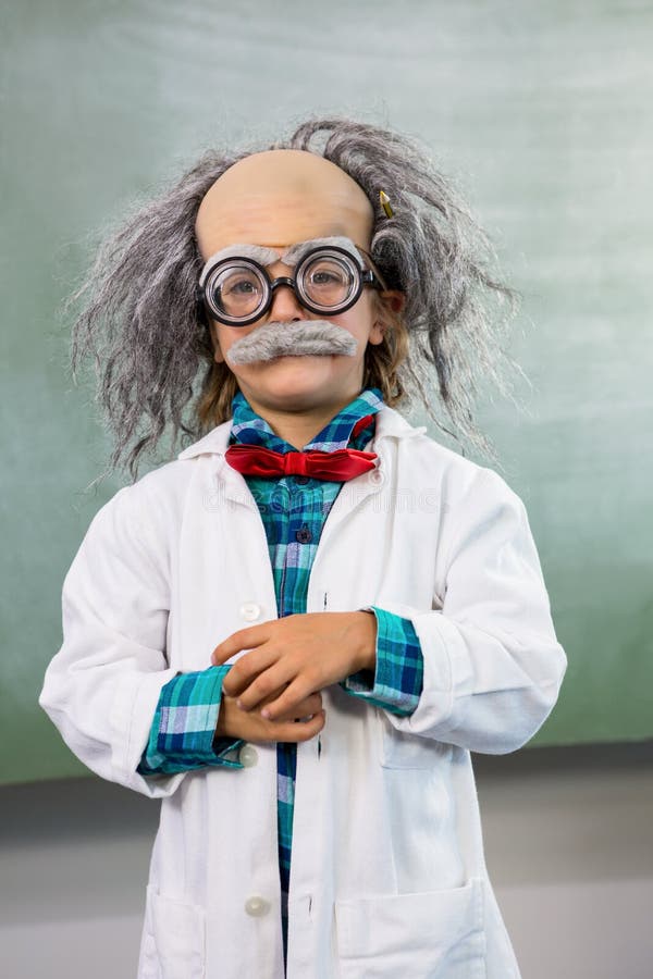 Boy Dressed As Scientist Standing in Classroom Stock Image - Image of ...