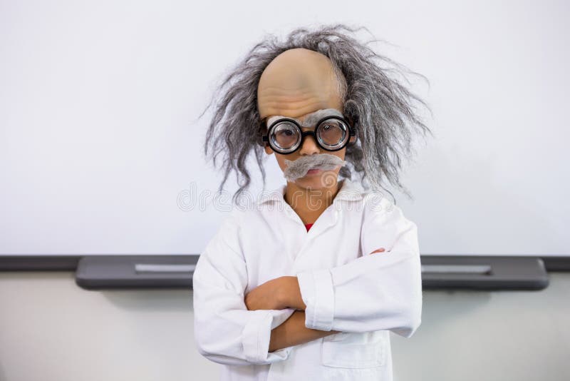 Boy Dressed As Scientist Standing in Classroom Stock Image - Image of ...