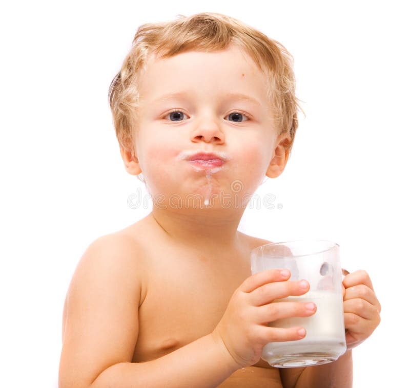 Side View of a Young Boy Drinking Milk Stock Photo - Image of clothing ...