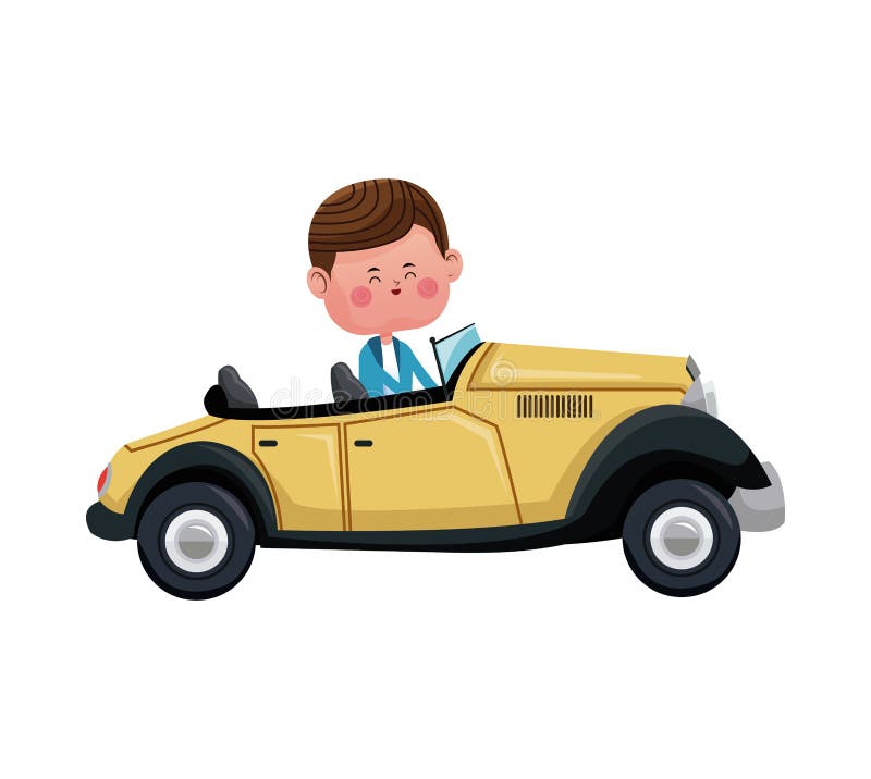 Boy Driver Classic Car Elegant Stock Vector - Illustration of travel ...