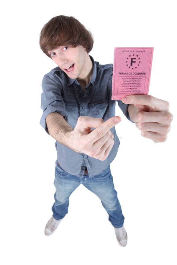 Guy with driving license stock photo. Image of glasses - 97249978